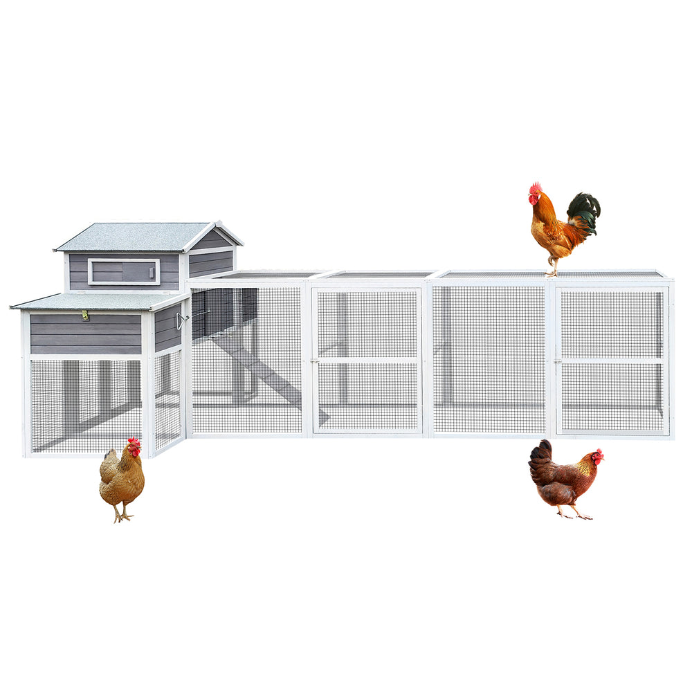 150' Extra Large Chicken Coop – Outdoor Wooden Hen House with Black Ru ...